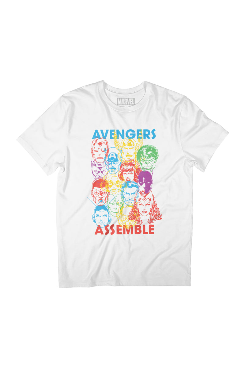 Marvel Avengers Character Head Outlines Assemble Women's Relaxed Fit T ...