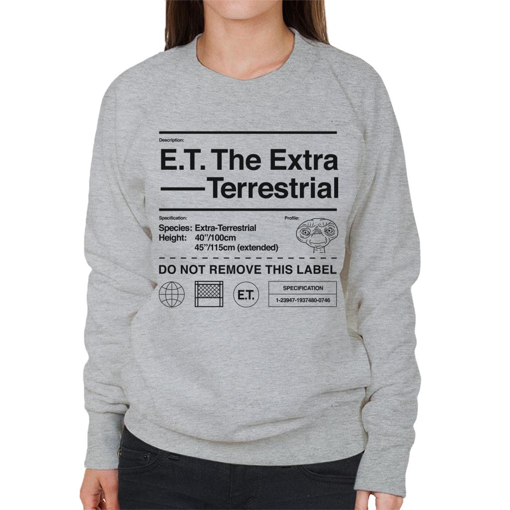 E.T. The Extra Terrestrial Specification Profile Women's Sweatshirt ...